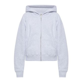 Sporty & Rich Serif Logo Bestickter Rei&szlig;verschluss-Hoodie - - Sweatshirts & Hoodies - Damen - Grau - L