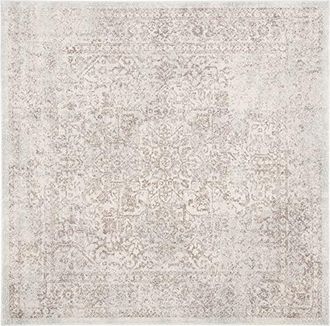 Safavieh Traditionell Teppich für Wohnzimmer, Esszimmer, Schlafzimmer - Evoke Collection, Kurzer Flor, Elfenbein und Taupe, 91 x 91 cm