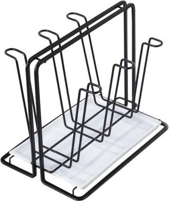 XAVAX Abtropfgestell für 6 Flaschen (Flaschenhalter aus Metall, Abtropfständer für Gefäße mit Abtropfschale, für Sodastream, Air up, Avent, Philips), schwar