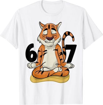BDAZ Lustige Yoga-Hand-Pose-Grafik mit 67 Tiger-Motiven T-Shirt