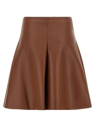 Nude Eco-Leather Flared Bermuda - Brown
