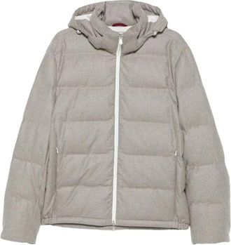 Brunello Cucinelli Veste matelass&eacute;e &agrave; motif pied-de-poule - Homme - Vestes - Gris - Taille: L