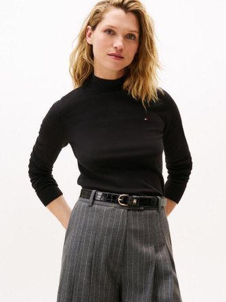 Tommy Hilfiger Strickpullover CO JERSEY FINE GG MOCK-NK LS SWT