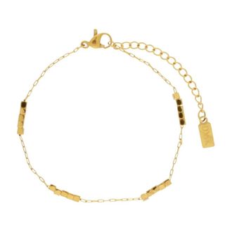 Dansk Copenhagen Femme, Accessoires, Jaune, Taille: ONE Size Bracelet de perles carrées en or