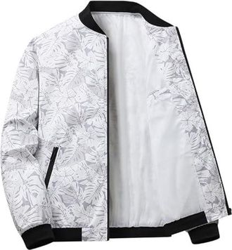 Generic Veste polyvalente printemps et automne 2026 pour hommes, col montant, décontracté, gris clair, 4XL