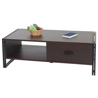 Mendler Couchtisch HWC-A27, Beistelltisch Wohnzimmertisch, 41x120x60cm 3D-Struktur, Metall MDF - Dunkelbraun