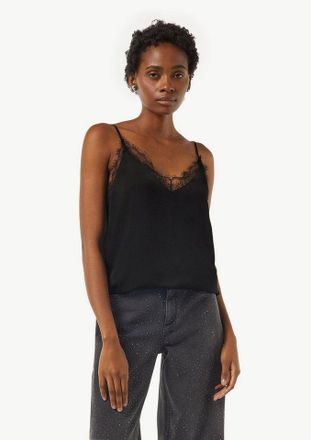 Comma Blusentop Bluse Satin-Top mit Spitze und verstellbaren Trägern