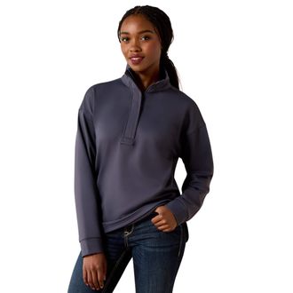 Ariat Womens Breeze Logo 1/2 Zip Sweatshirt Long Sleeve in Ombre Blue, Size 2X-Large, by Ariat