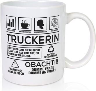 Generic Achtung Probleme Truckerin | LKW Fahrerin - Tasse Weiss - Kaffeetasse/Geschenk/Familie