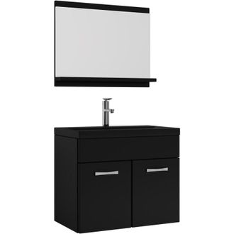 Badplaats Badezimmer Badm&ouml;bel-Set Montreal 02 60cm Waschbecken Schwarz - M