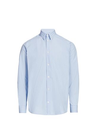 Au Printemps Paris Baumwollgestreifte Hemd - blau