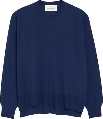 Ami Femme, Pulls, Bleu, Taille: 40 FR Pull fin en laine m&eacute;rinos ras du cou Ami de Coeur