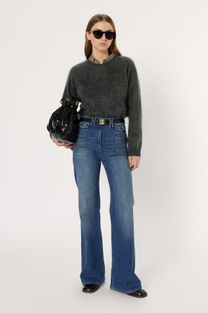 Gerard Darel Pull &agrave; col rond en cachemire duveteux - ELINA - Vert Kaki