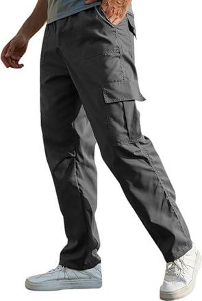 Generic Pantalon cargo &agrave; jambe droite pour homme - Confortable - Pantalon cargo pour la marche en plein air - Pantalon de travail robuste - Pantalon de constr