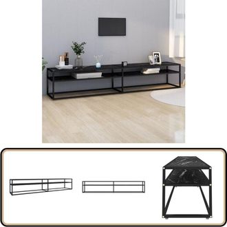 vidaXL Vidaxl - Meuble tv Marbre noir 220x40x40,5 cm Verre trempé - Meuble Tv - Meuble Audio - Meuble Hifi - Télévision - Support Tv