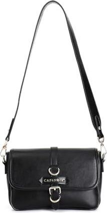 Caf&egrave;noir Sac Bandouli&egrave;re &Agrave; Rabat Avec Logo Grav&eacute; Au Laser Sur La Bandouli&egrave;re, Pour Femme, Couleur Noir, Taille Taille Unique