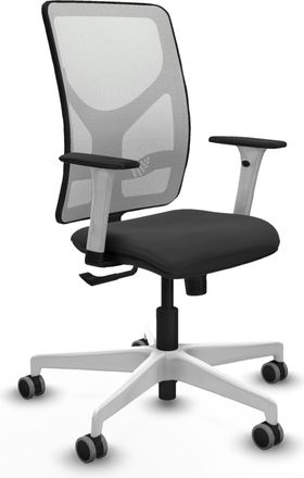 Piqueras y Crespo Schreibtischstuhl in Wei&szlig; und Grau, mit wei&szlig;en und schwarzen Armlehnen, h&ouml;henverstellbare Lendenwirbelst&uuml;tze, mit 3 Positionen, Wei&szlig; / Dunkelgrau