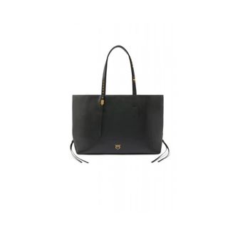 Pinko Pinko, Femme, Sacs, Noir, Taille: ONE Size Sac Shopper Moyen en Cuir avec D&eacute;tails M&eacute;talliques