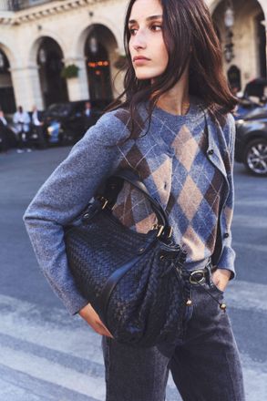 Gerard Darel Gilet en laine &agrave; losanges - RELY - Gris Chin&eacute;