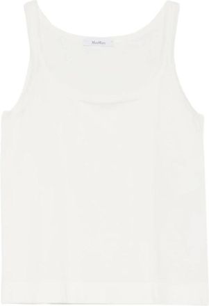 Max Mara Femme, Tops, Blanc, Taille: 40 FR Square Neck Sleeveless Ribbed Top