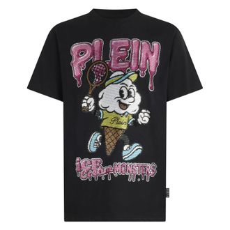 Philipp Plein Rundhals-T-Shirt Tennis Ice Cream - - Tops - Herren - Schwarzk - L