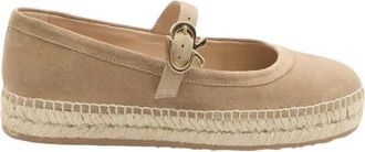 Gianvito Rossi Femme, Chaussures, Beige, Taille: 36 1/2 EU Espadrilles Mary Jane en Daim Elda