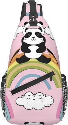 Generic Un panda assis avec un arc-en-ciel Sac &agrave; bandouli&egrave;re Sac &agrave; bandouli&egrave;re Sac &agrave; dos de voyage Sac &agrave; dos &agrave; bandouli&egrave;re pour homme Sac &agrave; dos de randonn&eacute;e