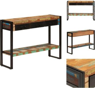 vidaXL Konsolentisch 110x30x76 cm Altholz Massiv - Industrieller Stil - Holz Sideboard - Wohnzimmerm&ouml;bel - Vintage Schreibtisch - Retro Deko