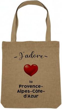 Fabulous Sac Shopping Tote Bag Aspect Lin - Jadore La Provence Alpes Cote DAzur Region de France PACA Marseille - Sac de Courses Toile Epaisse 360g Beige Natur