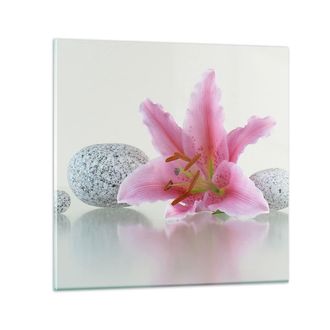 Arttor Bilder auf Glas Lilienbl&uuml;te gr&uuml;n Pflanze Glasbild 30x30cm Wandbilder Dekoration Wohnzimmer Schlafzimmer K&uuml;che Deko Klein Wanddeko Bild im Glas Wand Ku