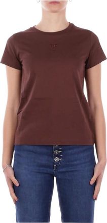 Pinko Pinko, Femme, Tops, Brun, Taille: 42 FR T-shirt Logo Avant