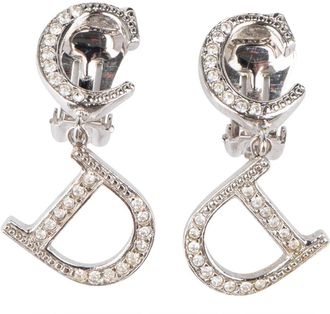 Dior Halskette - Christian Dior Crystal D Earclips - Gr. unisize - in Silber - f&uuml;r Damen