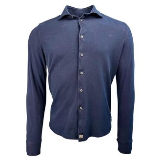 Sonrisa Nachtblaues Baumwoll-Piqu&eacute;-Jersey-Hemd - - Shirts - Herren - Blau - S