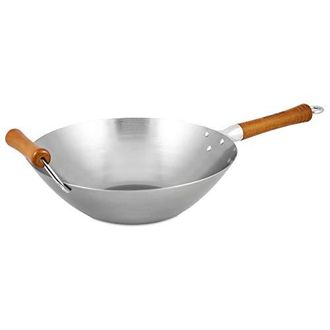 Ken Hom Wok Traditionnel Acier au Carbone, 32cm, Excellence, Poele Wok Induction/Compatible Avec Les Ustensiles en M&eacute;tal, Ne Passe Pas au Lave-Vaisselle, Gara