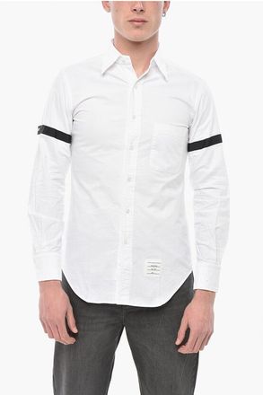 Thom Browne Solid-Colored Button-Down Shirt with Contrast Band size M