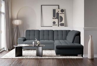 Selsey Couch 258x212 cm Ecksofa mit Schlaffunktion und Bettkasten, Modular Sectional Sofa, Stoff Verita Dunkelgrau, Verstellbare Kopfstützen, Komfort & Stil 