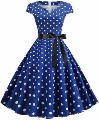 Generic Robe Femme Rose,Robe Vintage Ann&eacute;es 50 Pin Up Swing El&eacute;gantes R&eacute;Tro Ann&eacute;E 50s Pin-Up Rockabilly Swing &agrave; Pois De Cocktail sans Manche F&ecirc;Te C&eacute;R&eacute;Monie Vi