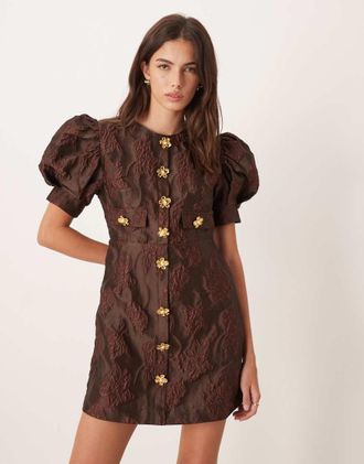 Sister Jane Sister Jane - Robe courte en jacquard - Marron chocolat-Brown
