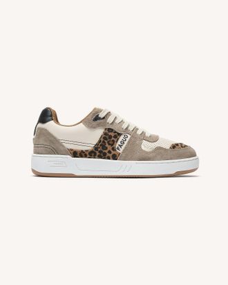 Faguo Baskets l&eacute;opard et &eacute;cru cuir