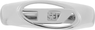 Diesel Herren Oval D Logo Silberfarbener Edelstahl Ring, DX15870409