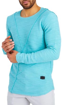 LEIF NELSON Herren Pullover Rundhals-Ausschnitt M&auml;nner Longsleeve Pulli Sweatshirt Langarmshirt Crew Neck Jungen Langarm Oversize LN-6323 Mint Medium