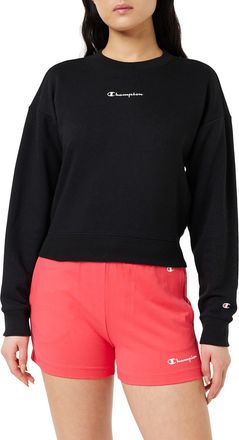Champion Damen Legacy American Classics Powerblend Terry Small Logo Crop Boxy Crewneck Sweatshirt, Schwarz, XL