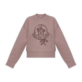 Moncler Bestickter Baumwoll-Sweatshirt - - Sweatshirts & Hoodies - Damen - Rosa - S