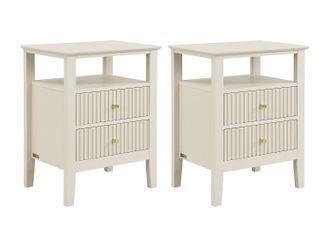 Vente-Unique Nachttisch 2er-Set 2 Schubladen & 1 Ablage - MDF - Beige - NIRIVA