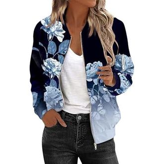 Generic Blouson Bomber Femme Mode Veste Femme Chic Vintage Bombers Fermeture &Eacute;clair Hauts Col Montant Veste De Sport Mode Automne Hiver Manteau Matelass&eacute; Minc