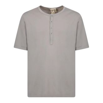 Ten c Graues Serafino T-Shirt mit Knopfleiste - - Tops - Herren - Grau - M