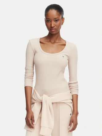 Guess Bluse V4BP07 K8RT2 Beige Slim Fit