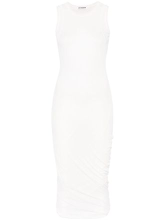 Jil Sander robe en coton à coupe mi-longue - Blanc