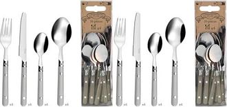 Amefa PRADEL ESSENTIEL - Tube triangle avec 16 couverts de table pour 4 personnes - Saxo - Acier inoxydable 18/0, Finition Standard - Gris (Lot de 2)