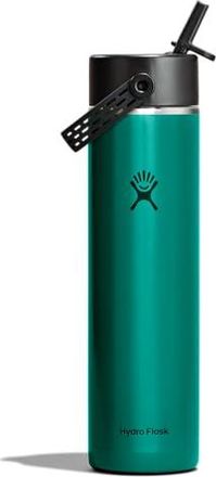 Hydro Flask Lightweight Wide Flex Straw Cap Bottle 710 ml (24 oz) - Edelstahl, auslaufsicher mit Trageband - Isoliert, 24 Std. kalt - Sp&uuml;lmaschinenfest - Emerald 